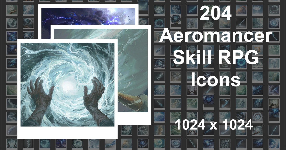 204 Fantasy Aeromancer Skill RPG Icons Pack | 2D Icons | Unity Asset Store