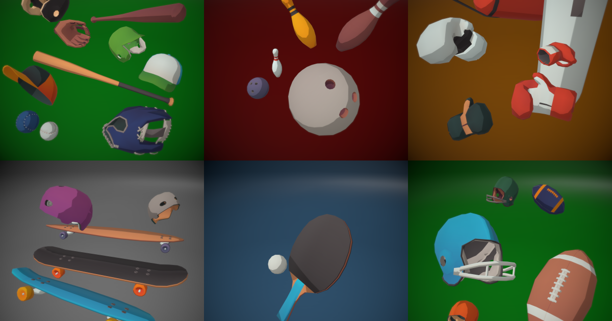 Cartoon Series: Sports Gear | 3D Props | Unity Asset Store