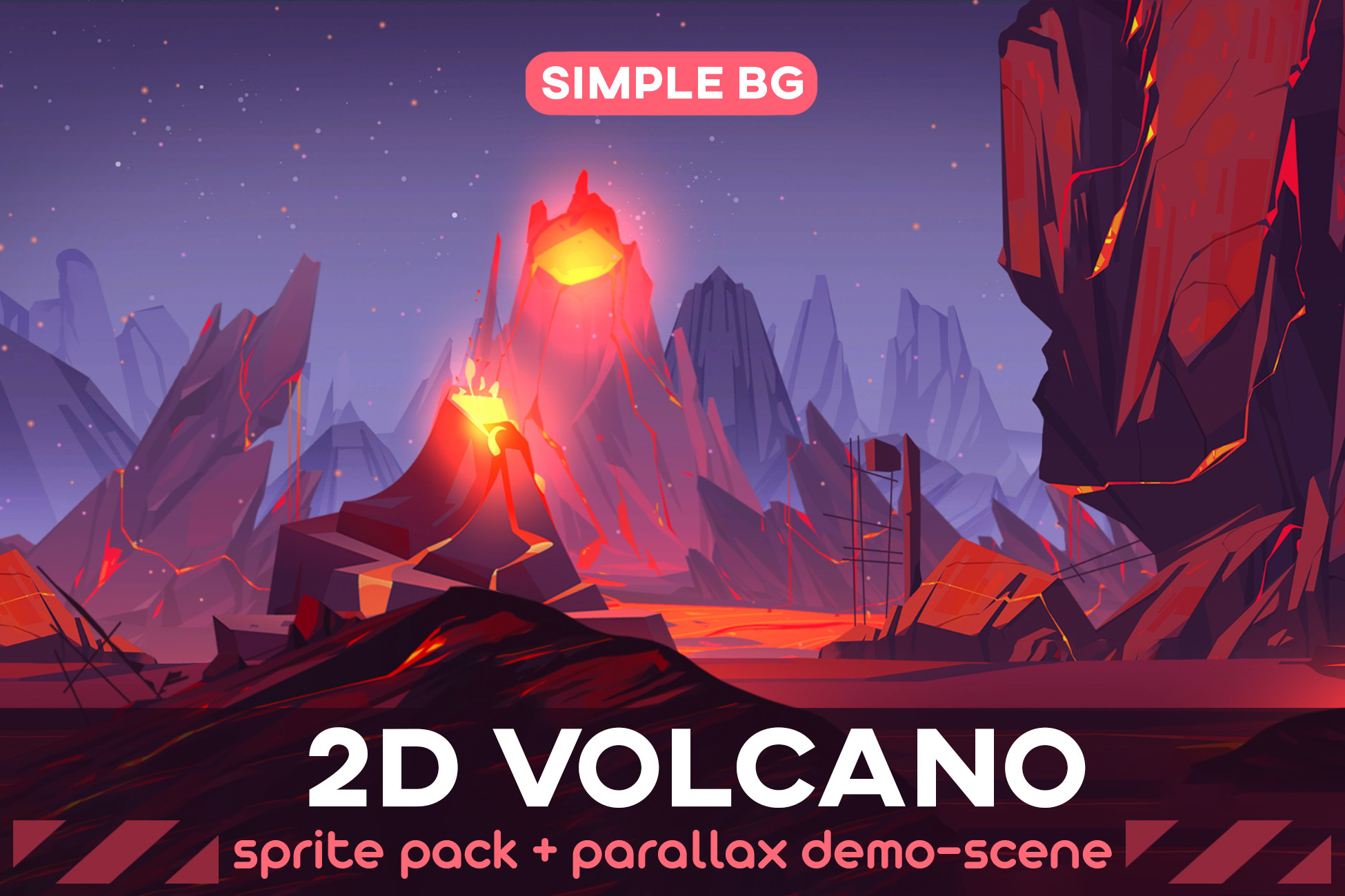 2D Volcano Landscape | 2D Environments | Unity Asset Store
