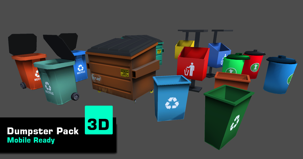 Dumpster Pack (Mobile Ready) | 3D Props | Unity Asset Store