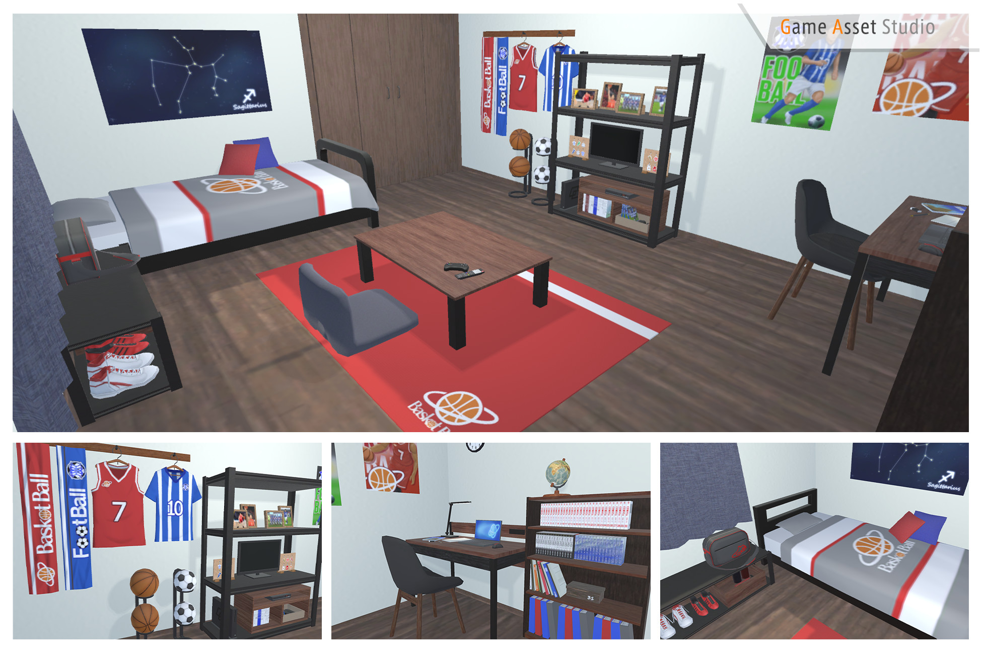 Anime-style Sporty Boy's Room | 3D Environments | Unity Asset Store