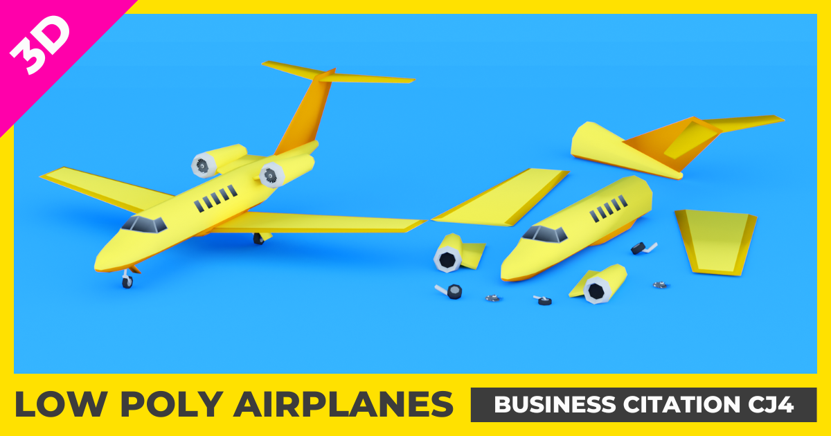 Low Poly Airplanes - Business Citation CJ4 | 3D Air | Unity Asset Store