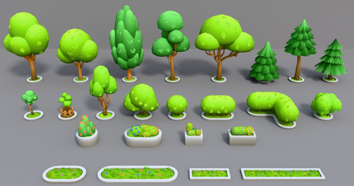 Low-Poly Urban Plants Pack | 3D Landscapes | Unity Asset Store