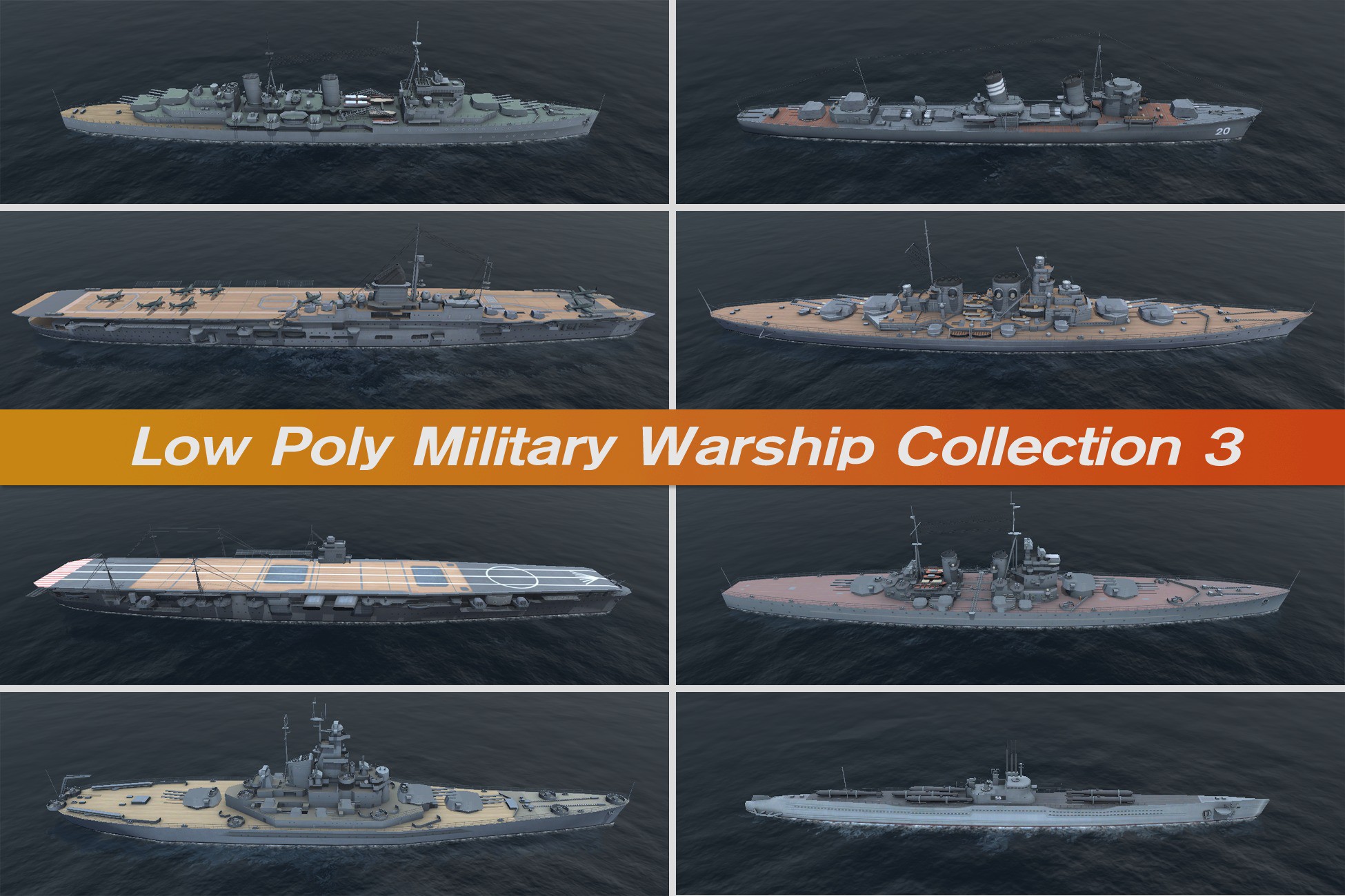 Low Poly Military Warship Collection 3 | 3D Sea | Unity Asset Store