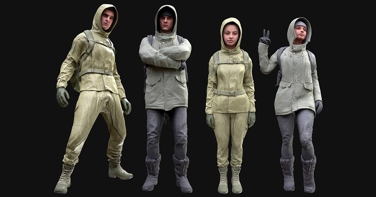 Collection 59 - Man/Woman in Winter/Hunting Outfits - Rigged | 3D ...