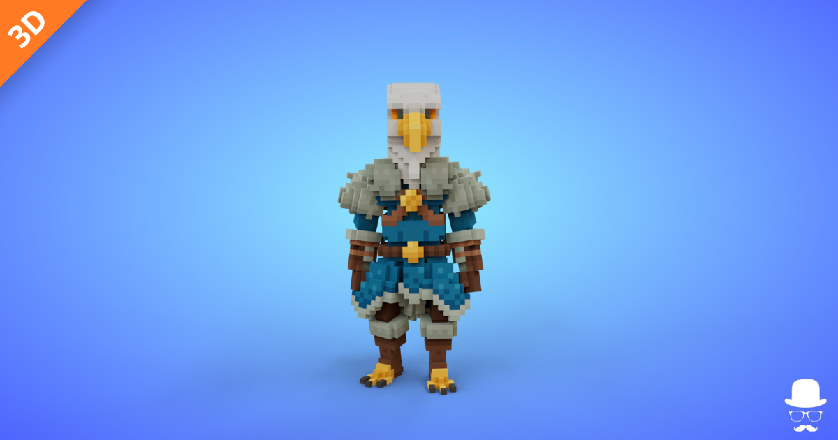 Eagle Warrior Voxel Character - 3D Lowpoly Fantasy Creature ...
