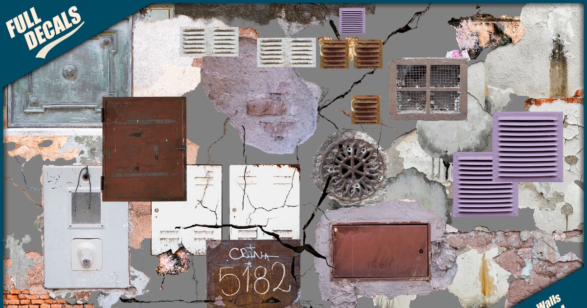 Burnt and Destroyed Wall Decals Pack Vol. 4 | 2D Textures & Materials ...