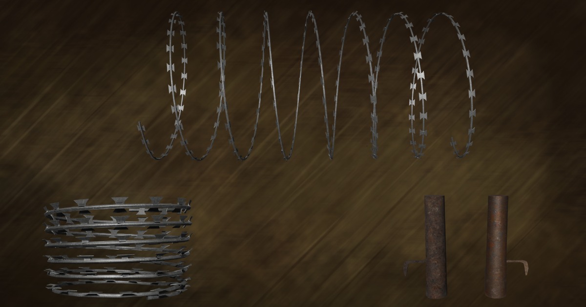 Wire Barbed Concertina Series Metal Curl G1 - N1 | 3D Weapons | Unity ...