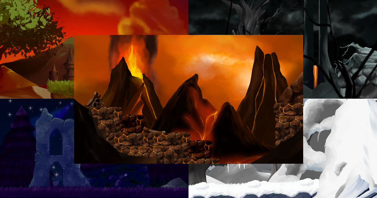 2D Hand Painted- Fantasy Tileset Bundle | 2D Environments | Unity Asset ...