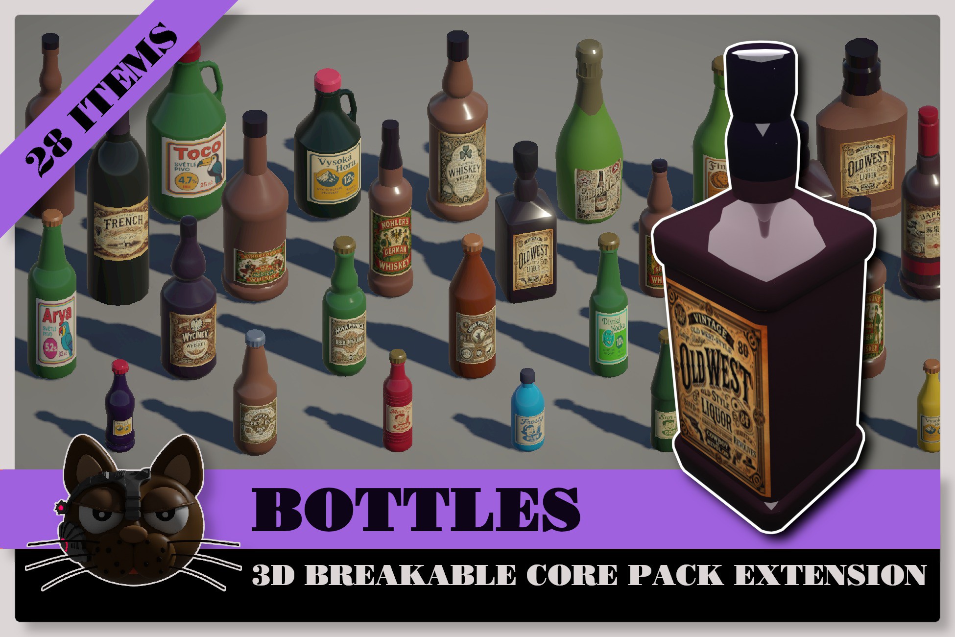 Bottles for 3D Breakables Core Pack | 3D Props | Unity Asset Store