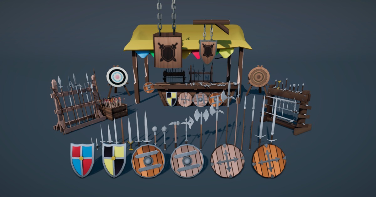 Swordsmith_Kitbashing - Lowpoly Environment by Unvik_3D | 3D Weapons | Unity Asset Store