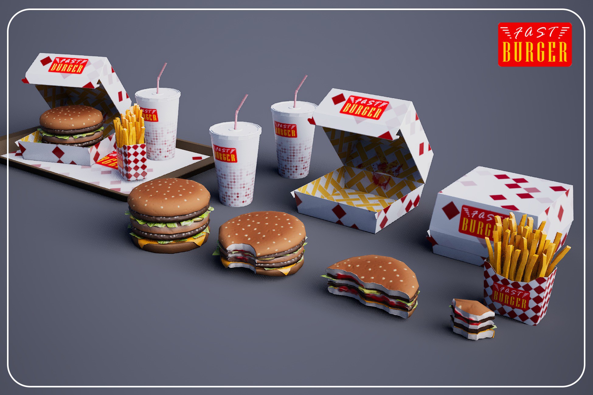 Big Burger Package | 3D 食べ物 | Unity Asset Store