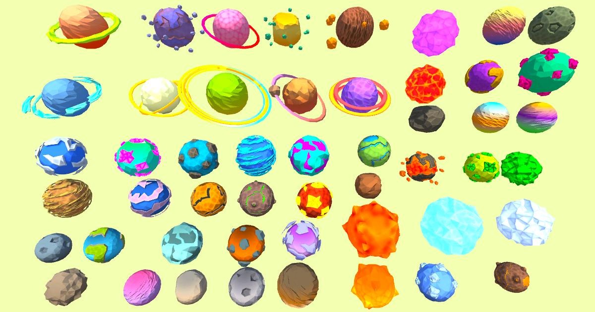 Stylized Planets Collection Space Sci-Fi Cosmos Universe Planets Pack ...
