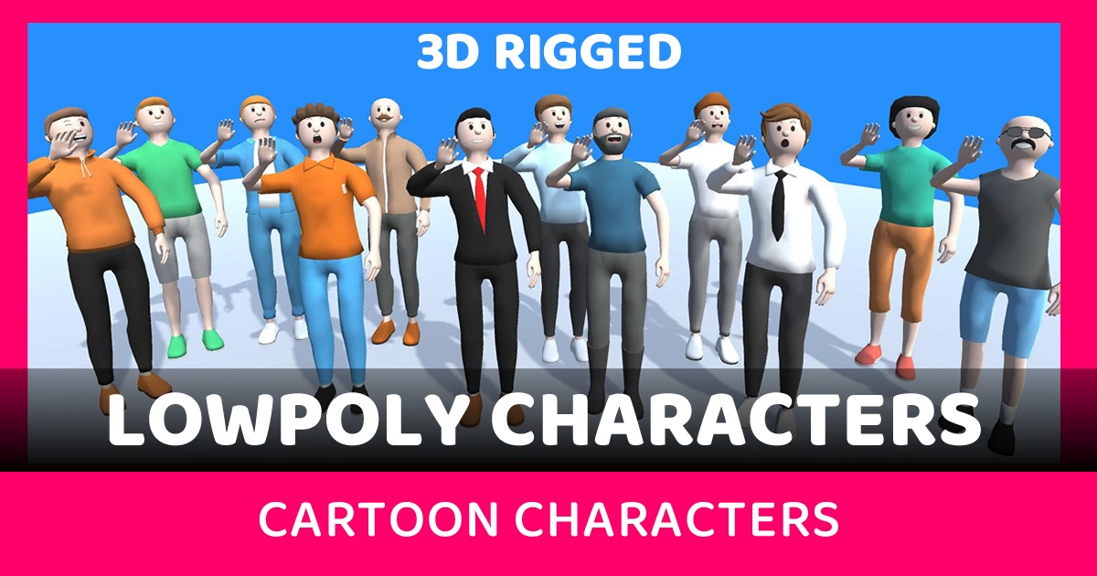 Lowpoly Characters Pack - Cartoon Rigged Characters - Facial ...