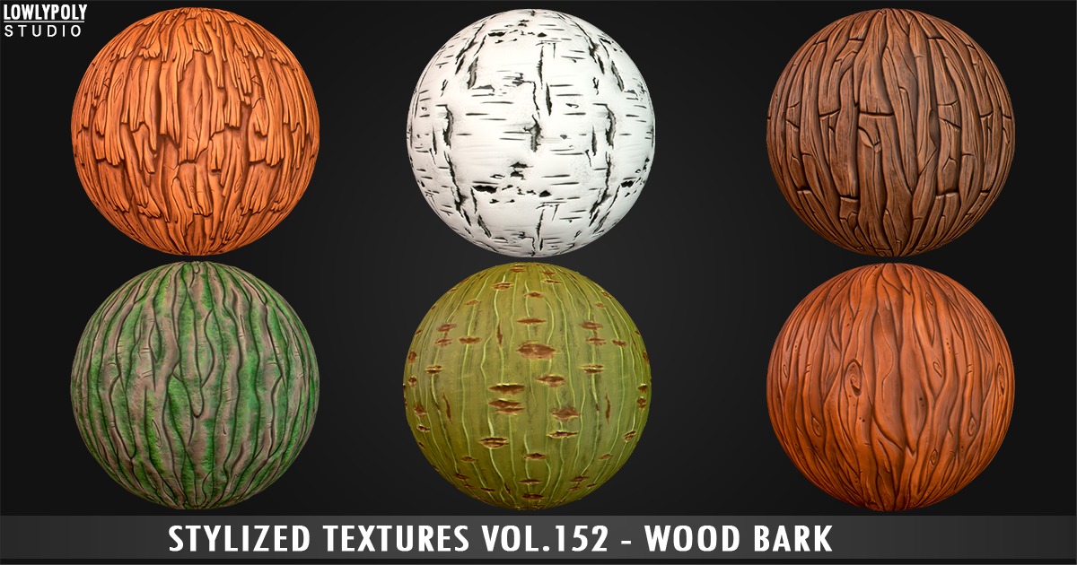 Stylized Bark Wood Vol.152 - Hand Painted Textures | 2D Wood | Unity ...