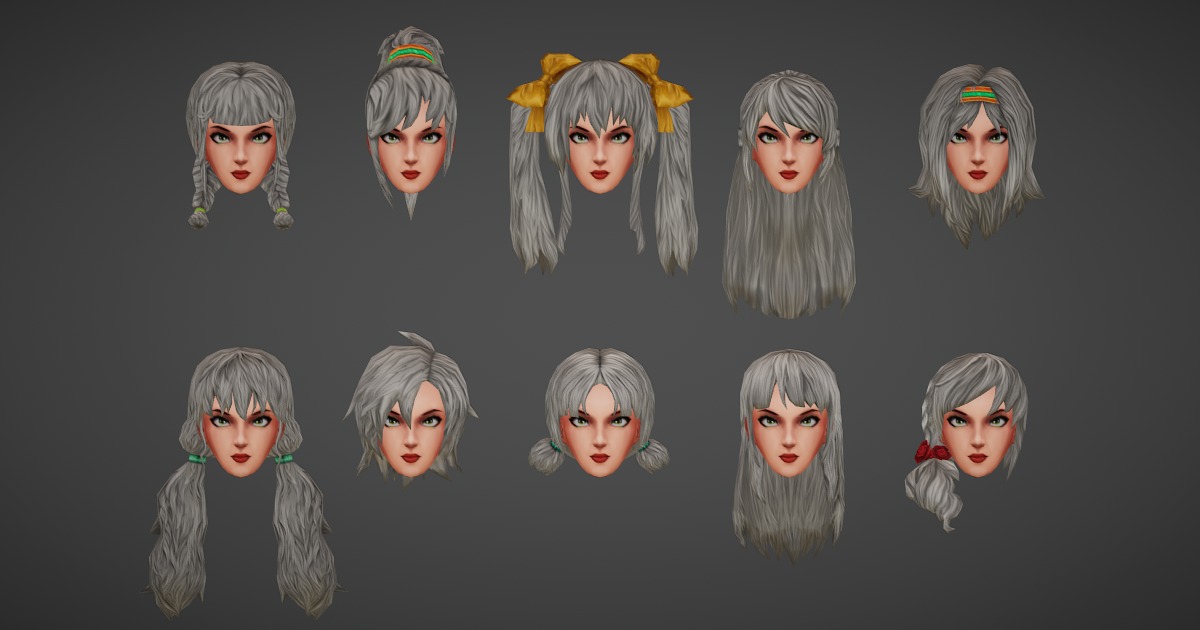 Hairs - Female | 3D Characters | Unity Asset Store