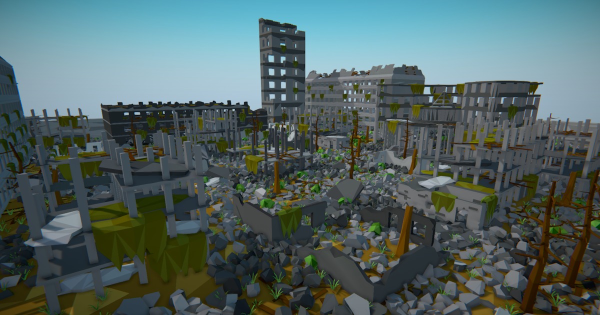 Polygonal Post Apocalyptic Urban Ruins Asset Package | 3D Environments | Unity Asset Store