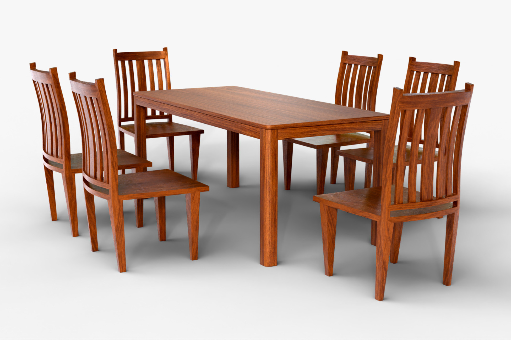 6-Seater Dining Table Set – Game-Ready | 3D 가구 | Unity Asset Store