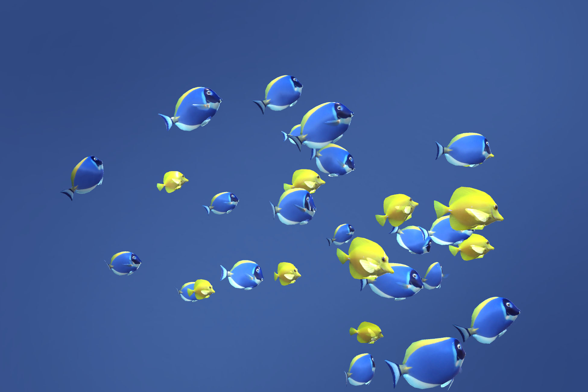 Schooling fish Blue and Yellow Tangs | Characters | Unity Asset Store