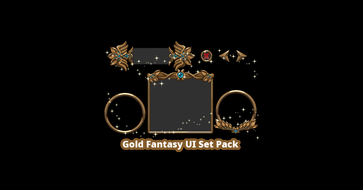 Gold Fantasy UI Set Pack | 2D Icons | Unity Asset Store