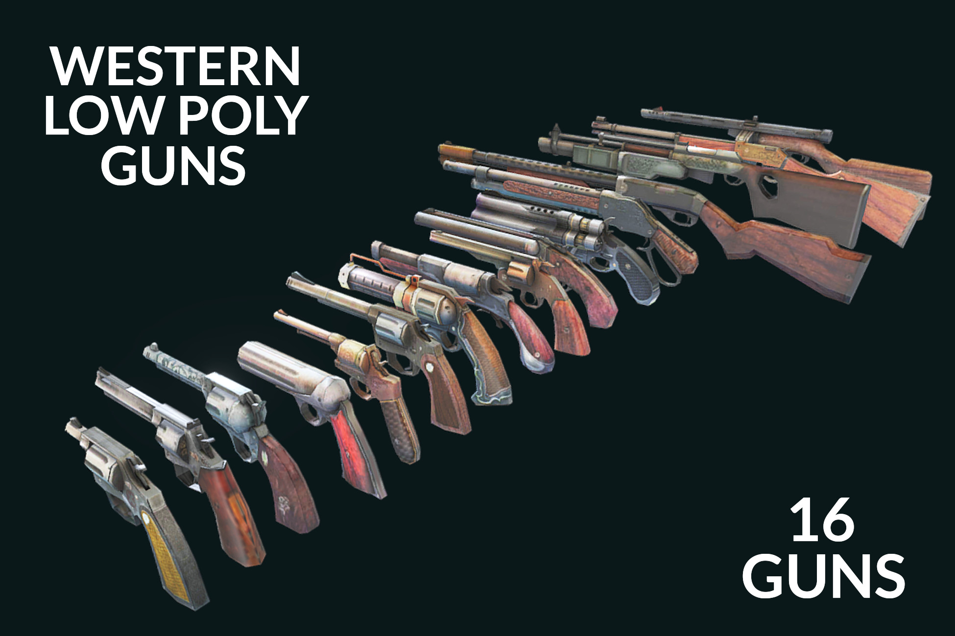 Western Weapons Pack – Low Poly Guns | 3D 총기 | Unity Asset Store