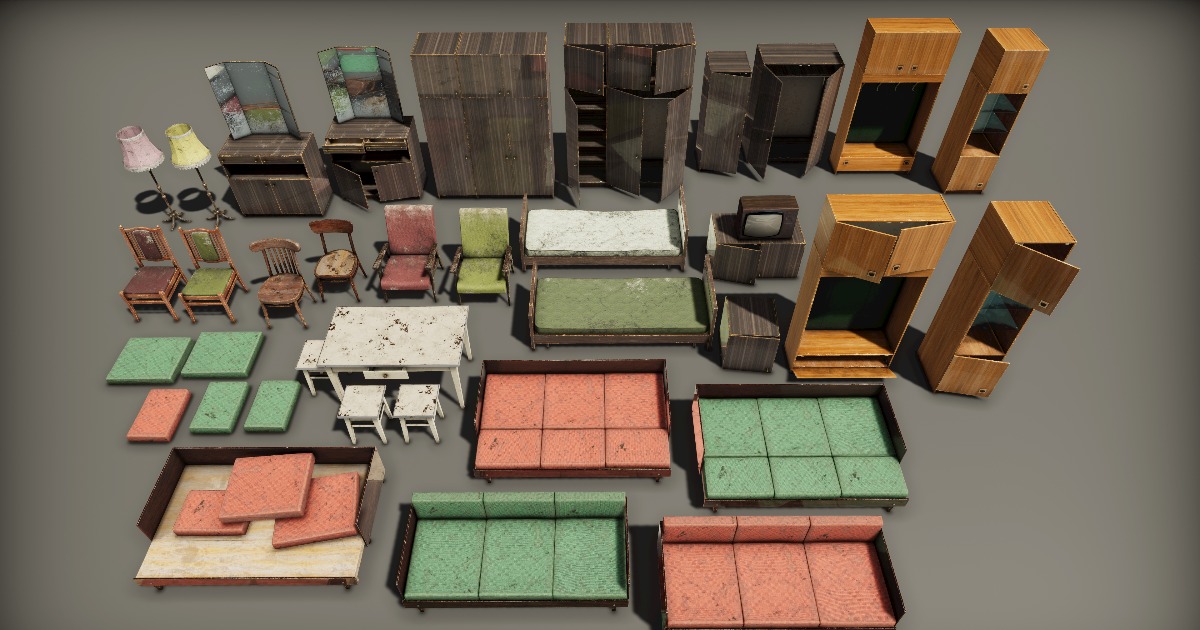 Old Interior Props Pack | 3D Interior | Unity Asset Store