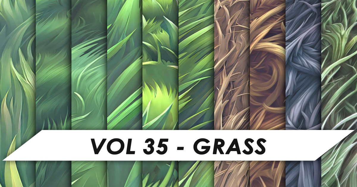 Hand Painted Textures - Vol 35 - Grass | 2D 材质与材料 | Unity Asset Store