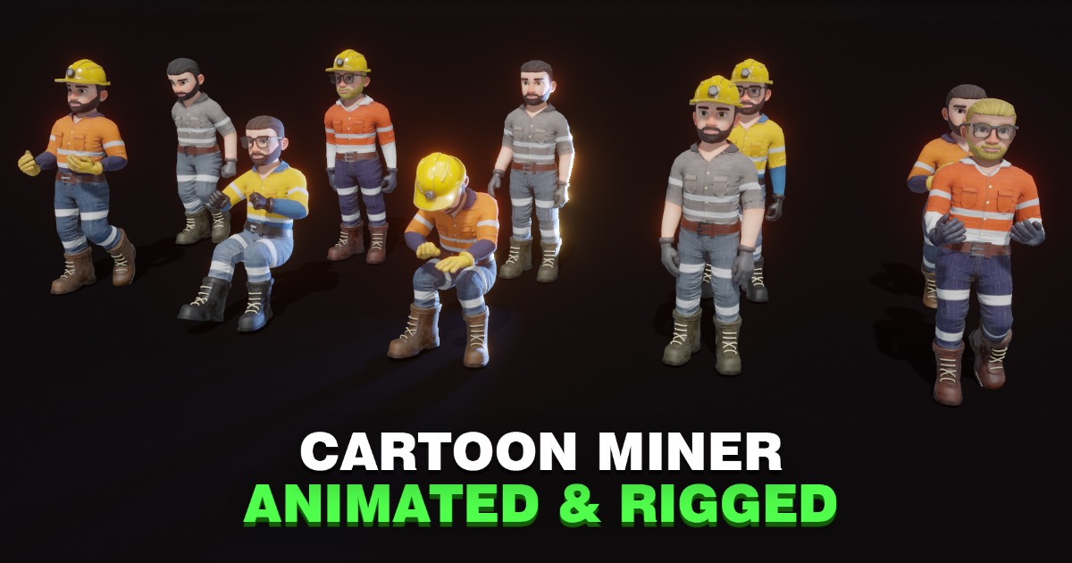 Stylized Male Miner 3D Model – Animated & Customizable | Characters ...