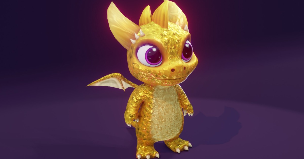 Cartoon Gold Baby Dragon 3D Model & 5 Music Tracks & 36 Sound Effects ...