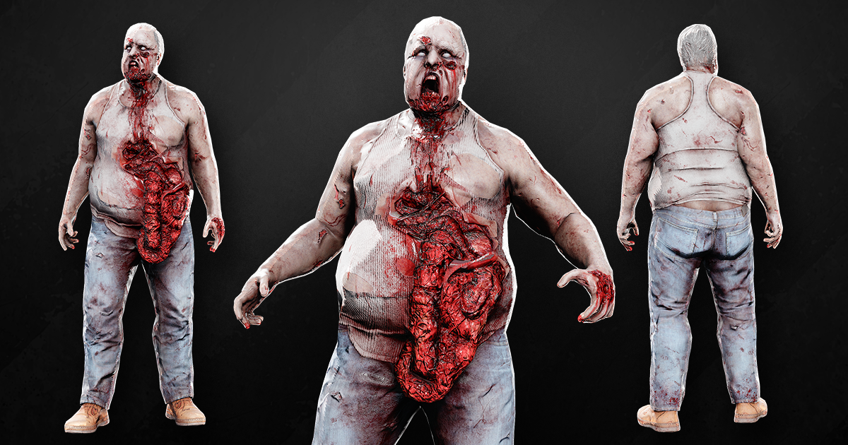 Zombie Fat Man - HD PBR Rigged Character | 3D Humanoids | Unity Asset Store