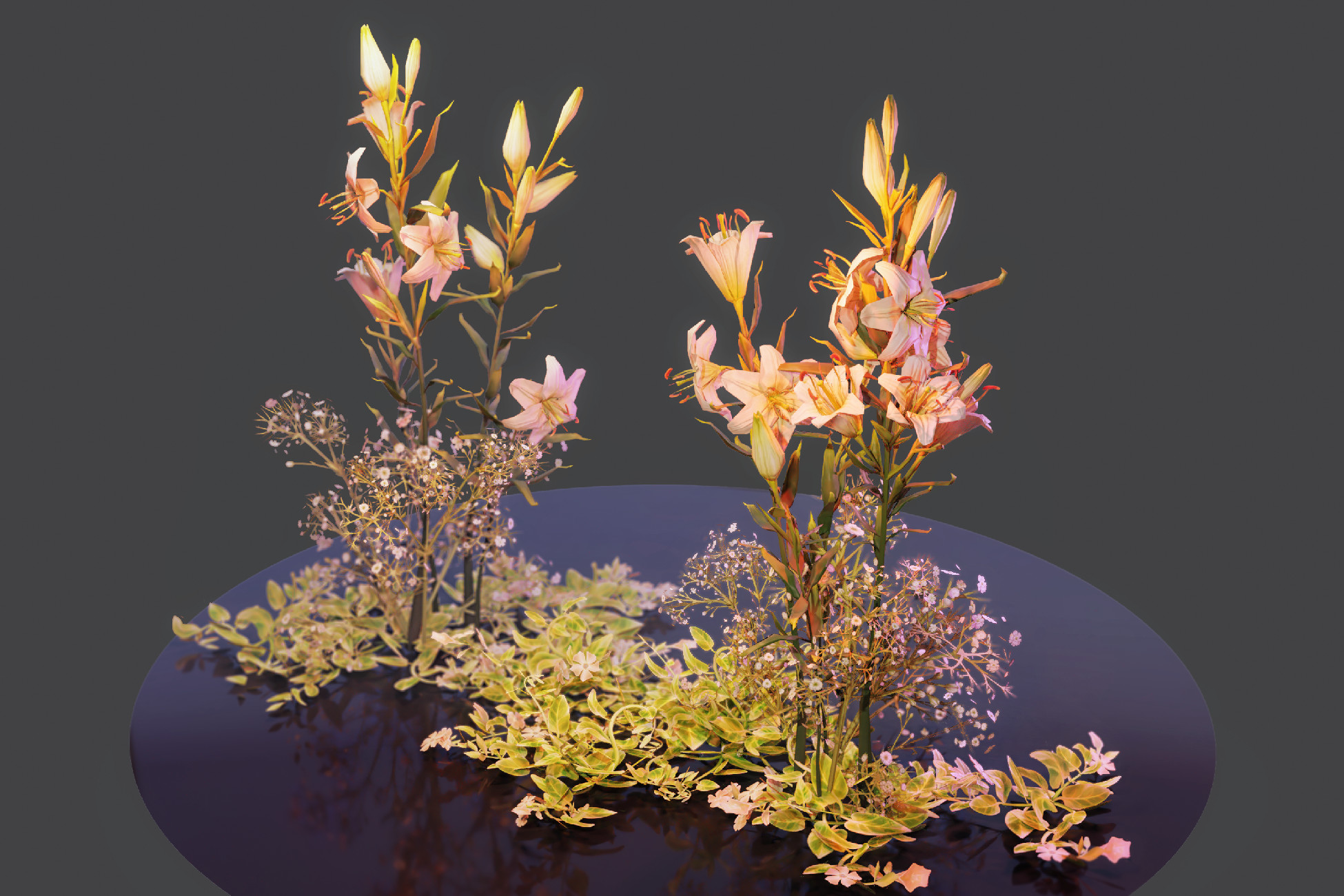 Flowers (Lilies, Vincas and Baby's-breath) | 3D Flowers | Unity Asset Store