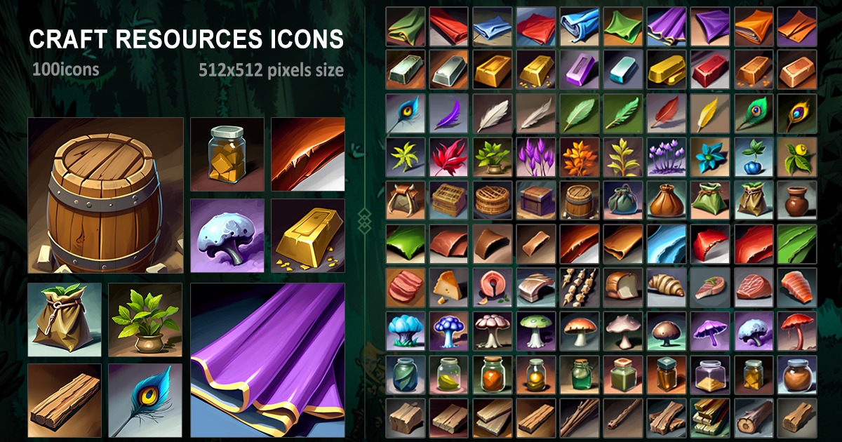 Craft Resources Icons | 2D Icons | Unity Asset Store