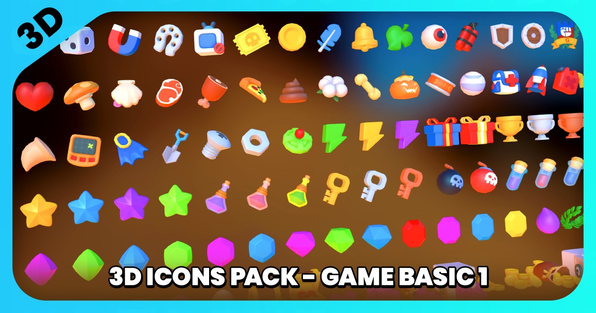 3D Icons - Game Basic1 | 3D Props | Unity Asset Store