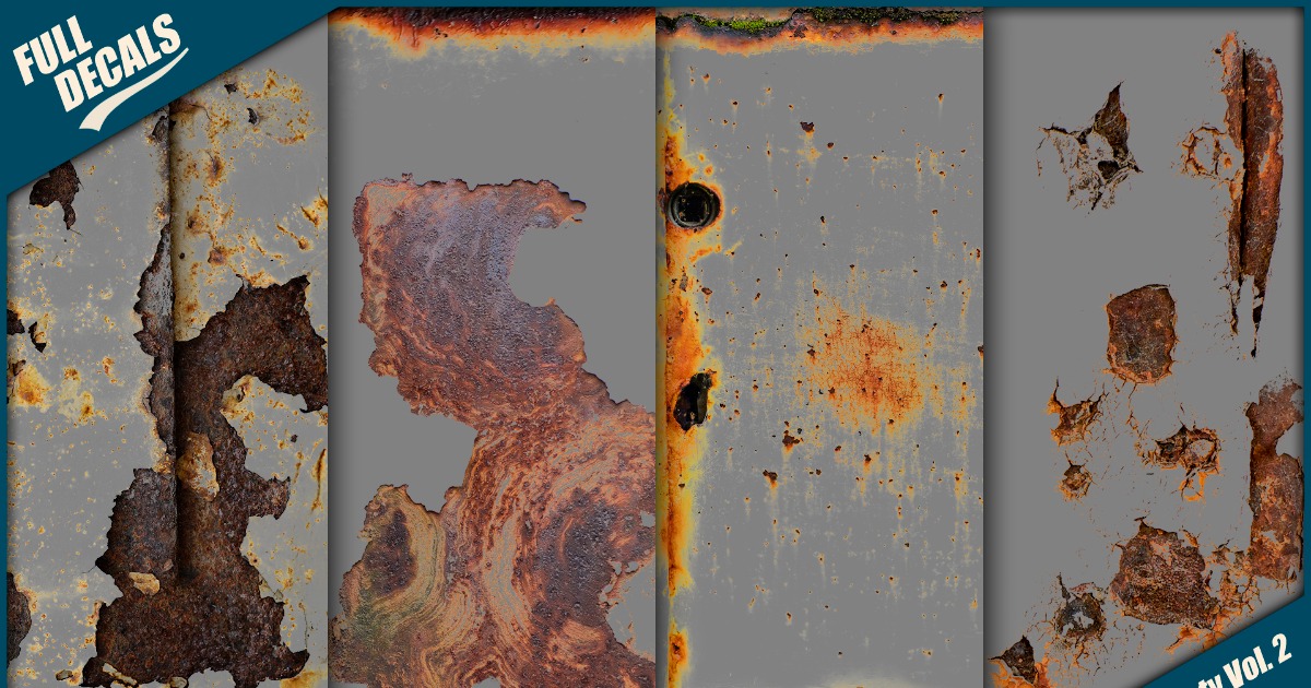 Rusty metal decals Vol. 2 | 2D Textures & Materials | Unity Asset Store