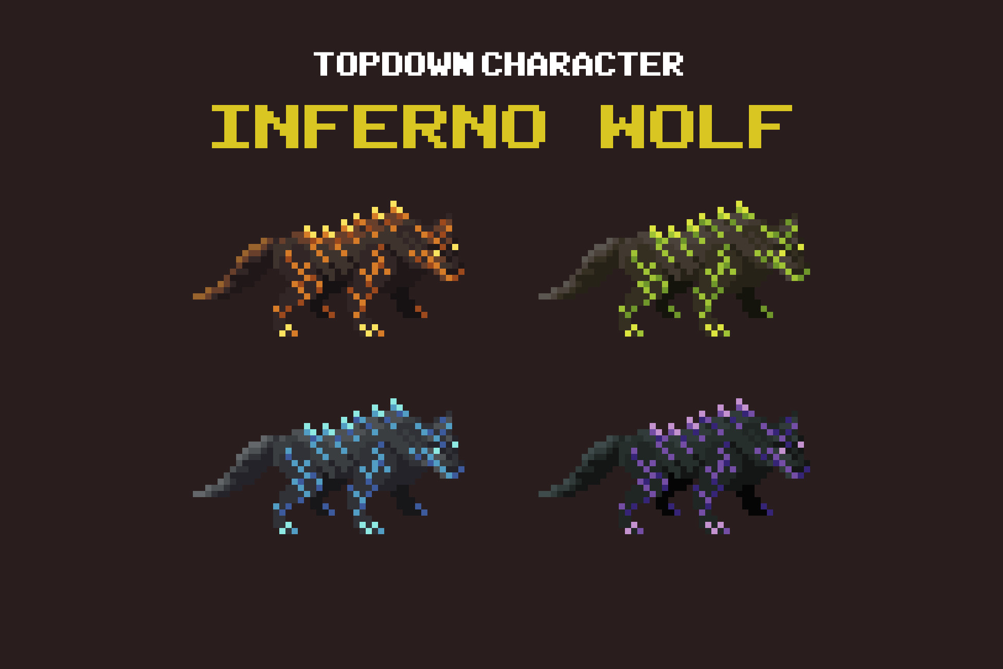 Inferno Wolf - Top Down Pixel Art Characters | 2D Characters | Unity Asset Store