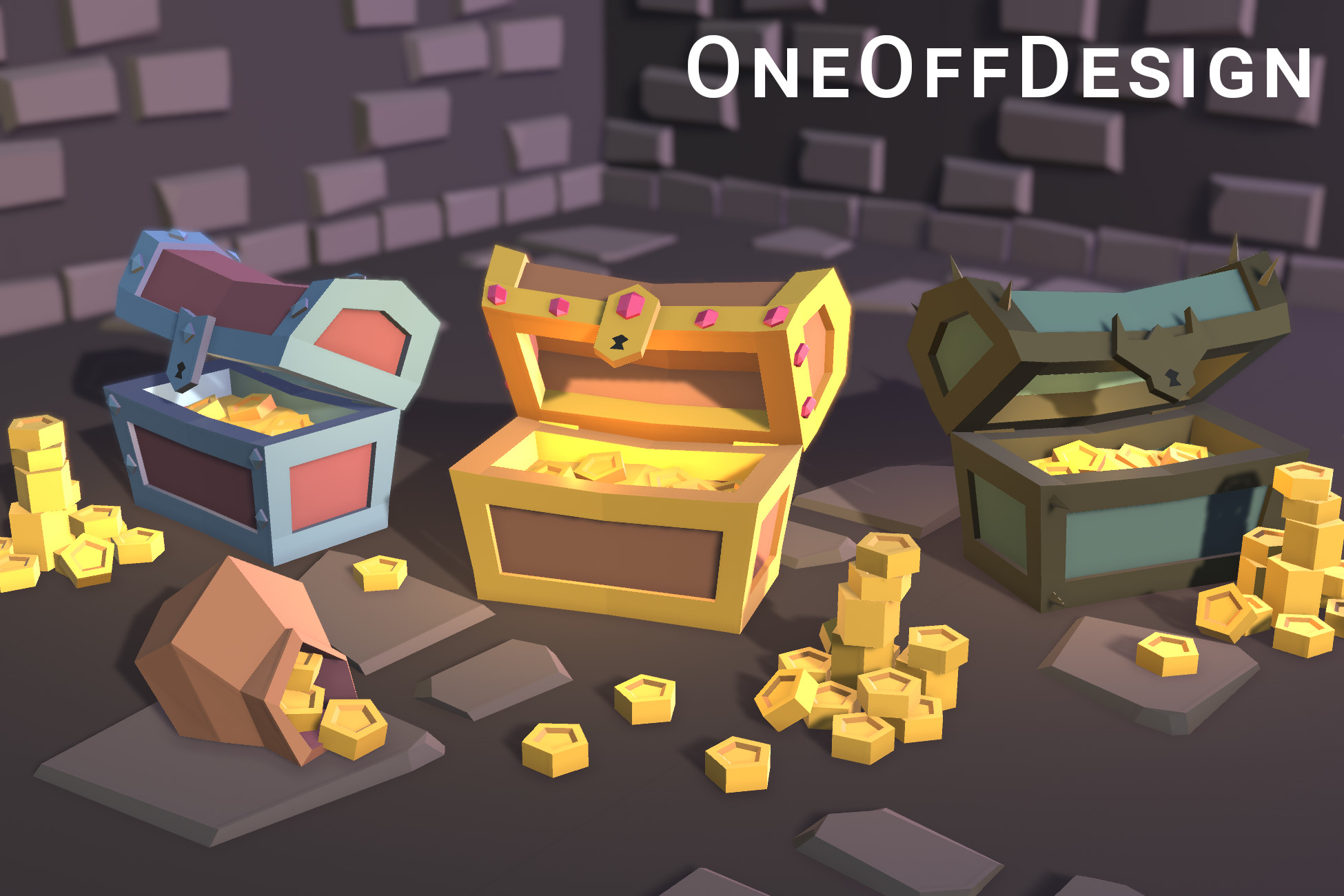 Lowpoly Treasure Chests - Animated Stylized Cartoon Asset | 3D Props ...