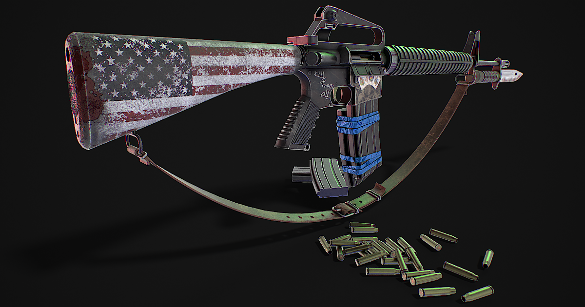 Assault rifle 3D model | 3D Weapons | Unity Asset Store