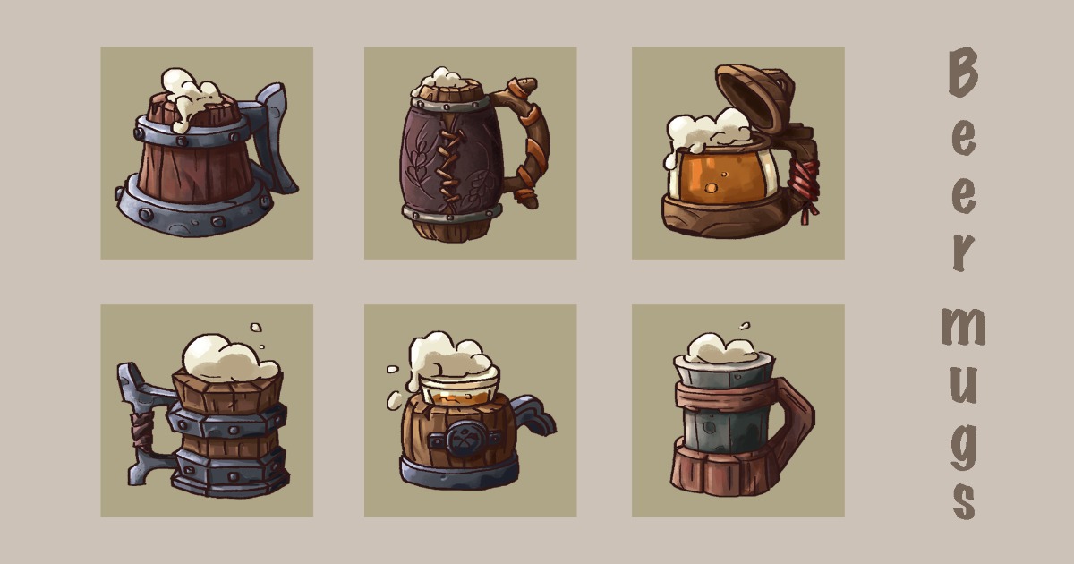 Fantasy medieval beer cup icons | 2D Environments | Unity Asset Store