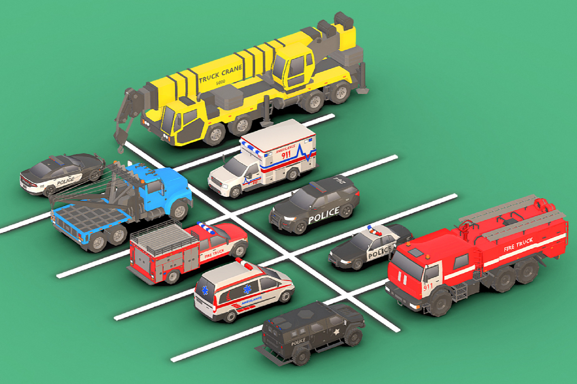 Emergency Vehicles Pack Low-Poly | 3D Vehicles | Unity Asset Store