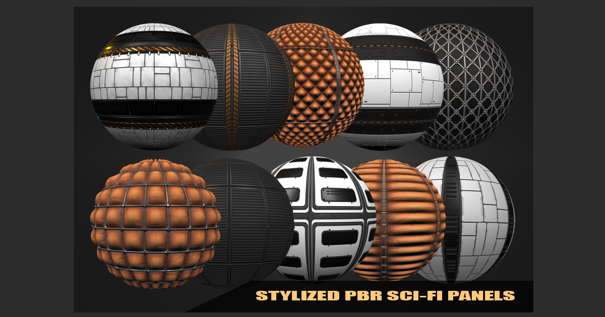 Stylized Sci-Fi Space Panels PBR Materials Vol 03 | 2D Textures ...