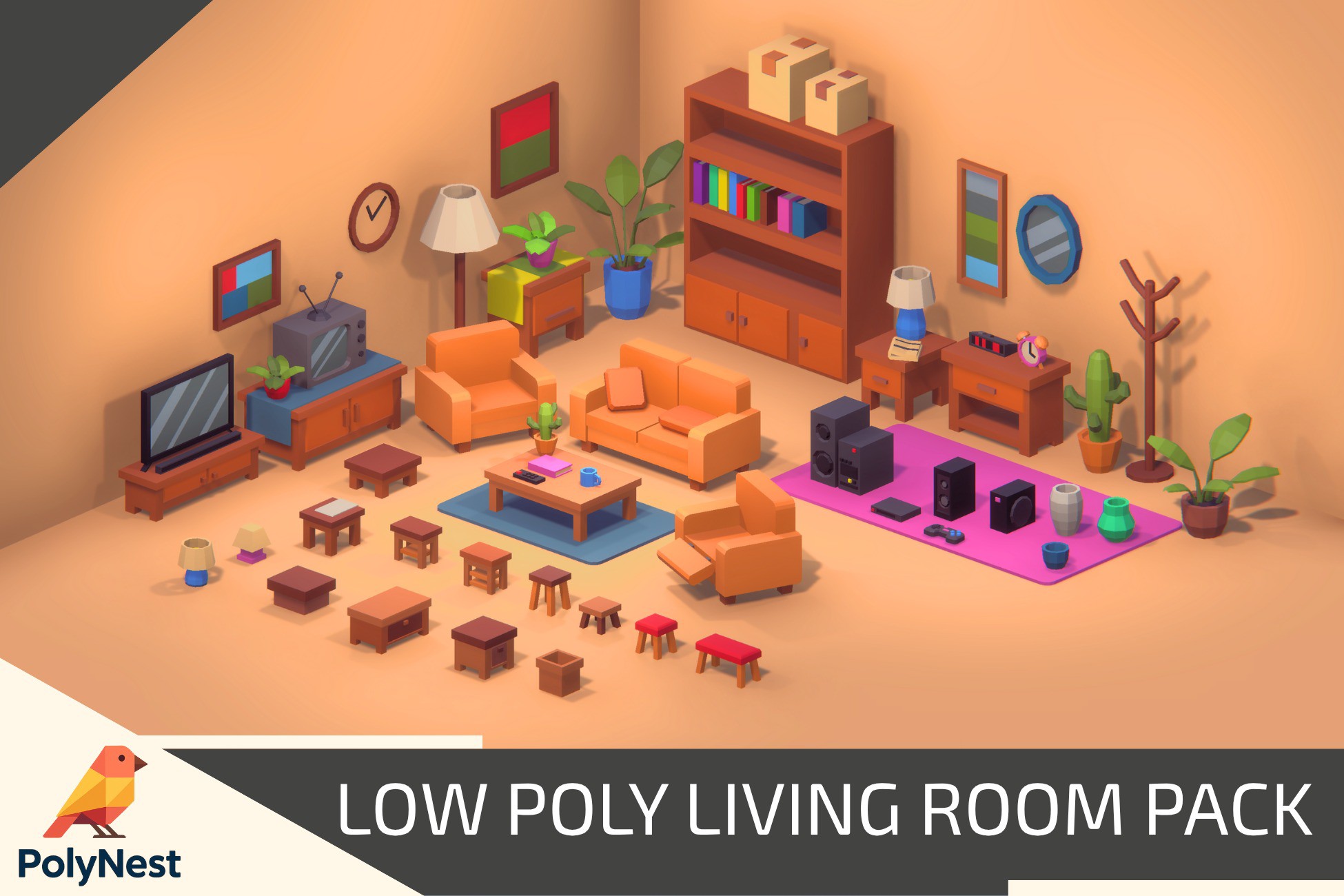 LowPolyLivingRoomPack | 3D Interior | Unity Asset Store