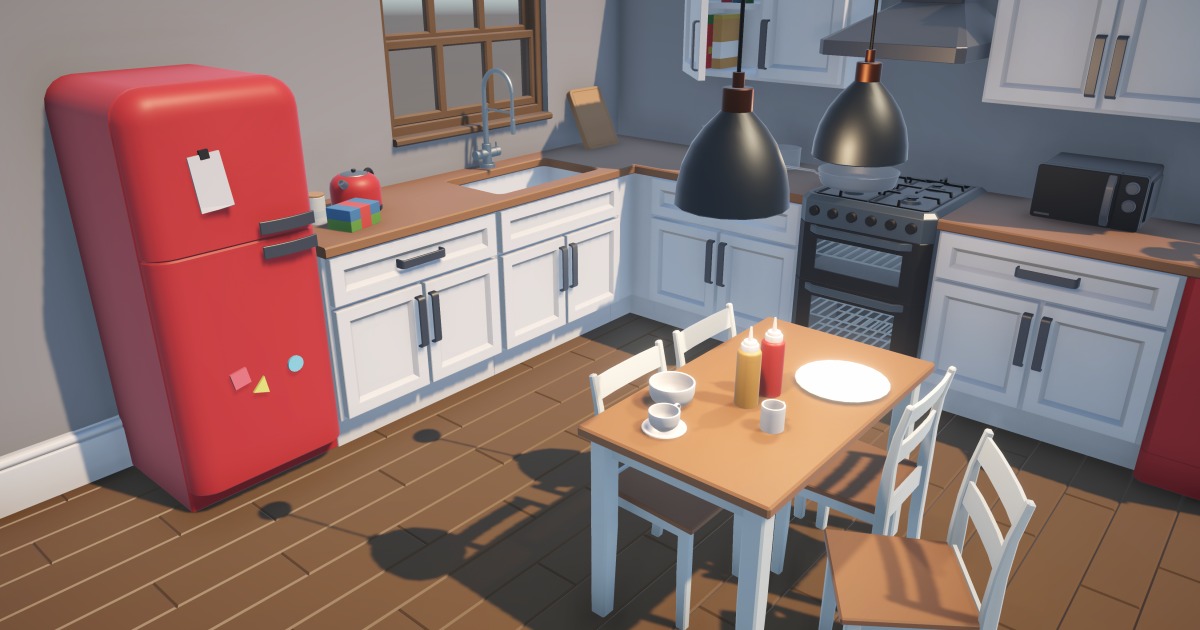 Smooth Poly Kitchen - Low Poly 3D Artwork | 3D Interior | Unity Asset Store