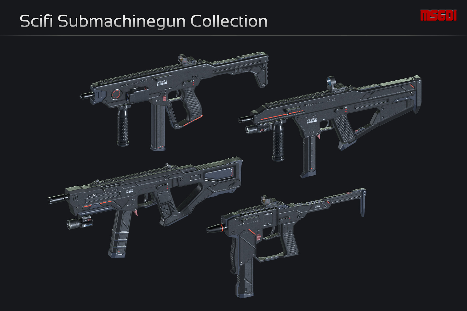 Scifi Submachinegun Collection | 3D Guns | Unity Asset Store