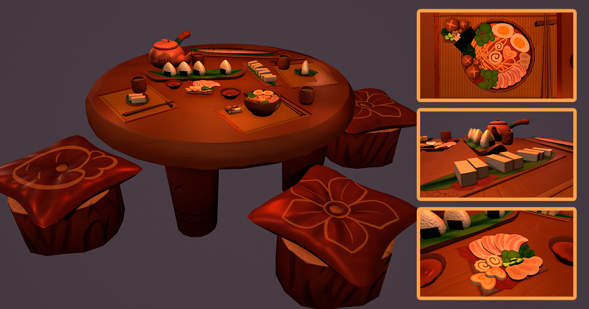 Japanese Meal Set - Stylized | 3D Furniture | Unity Asset Store