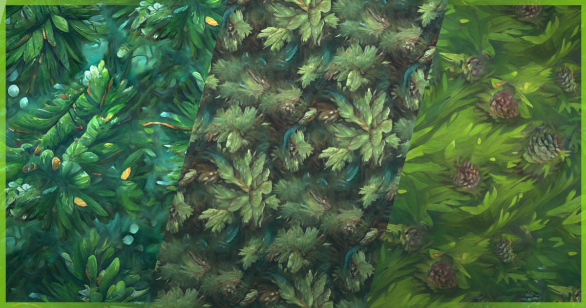Grass: Pine Forest -- 20 TEXTURES -- (Hand-painted, Seamless) #3 | 2D ...