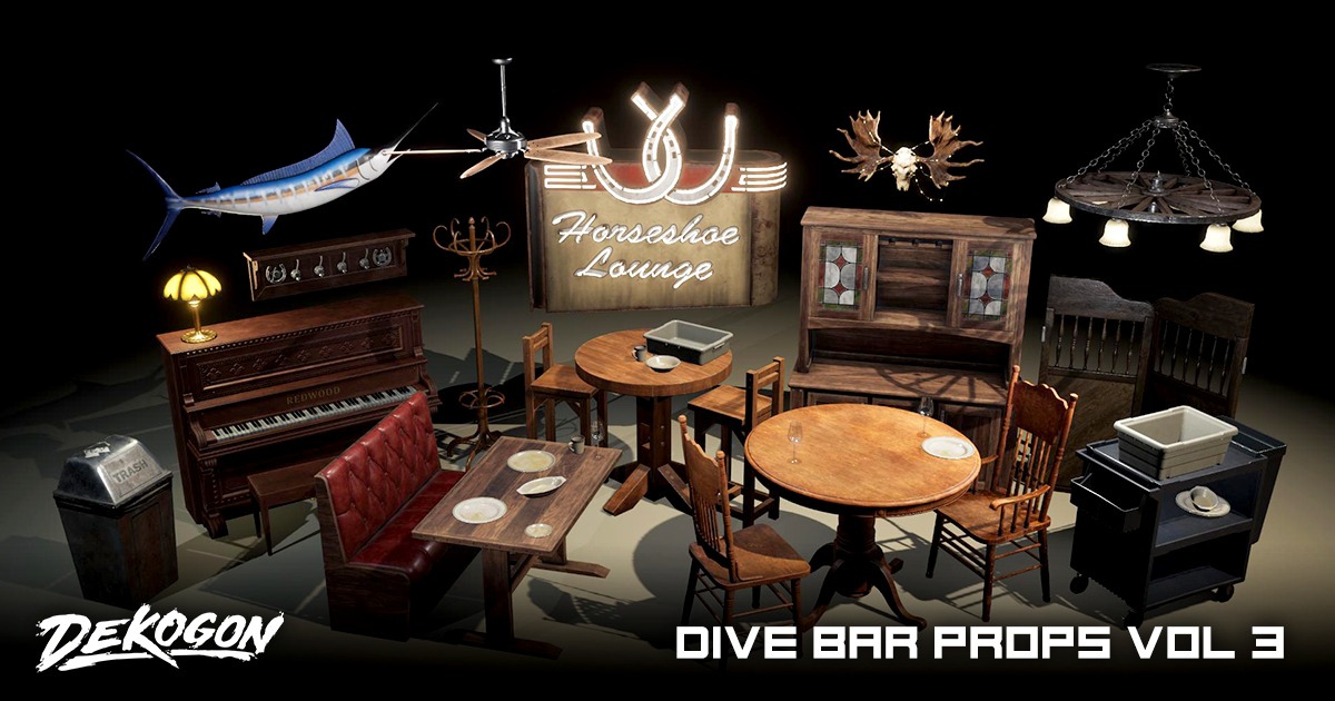 Restaurant and Dive Bar Props VOL.3 | 3D Furniture | Unity Asset Store