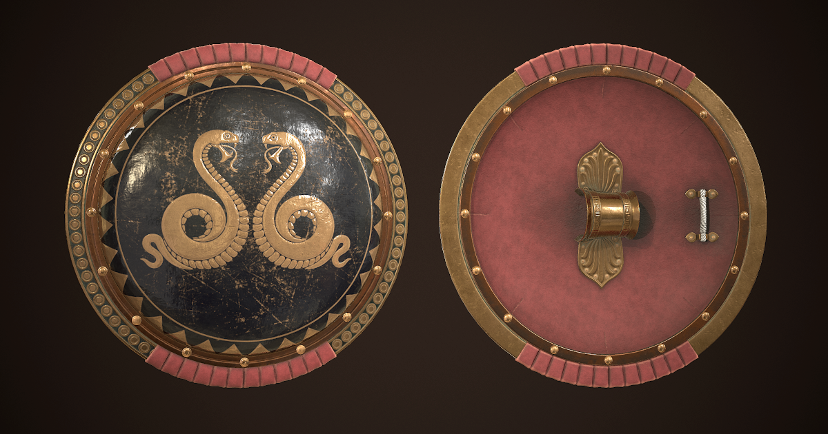 Hoplite Shield (Aspis) Snakes | 3D Weapons | Unity Asset Store