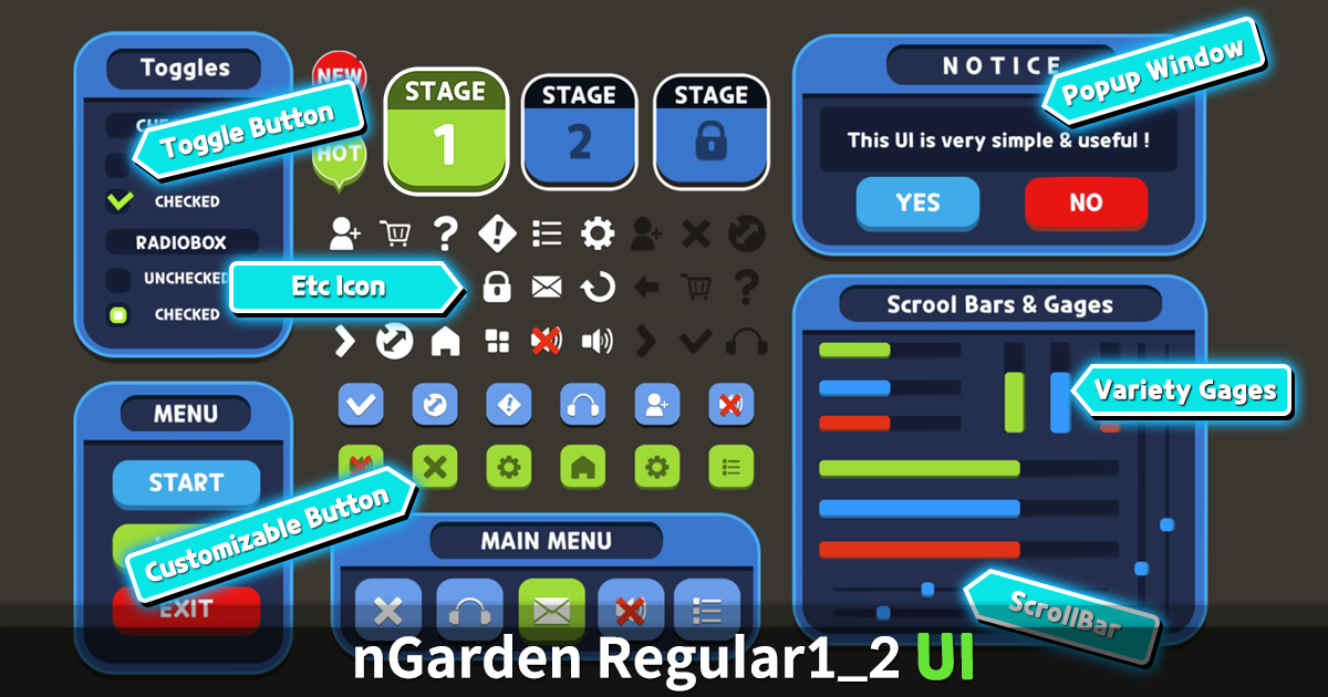 nGarden Regular 1-2 UI | 2D GUI | Unity Asset Store