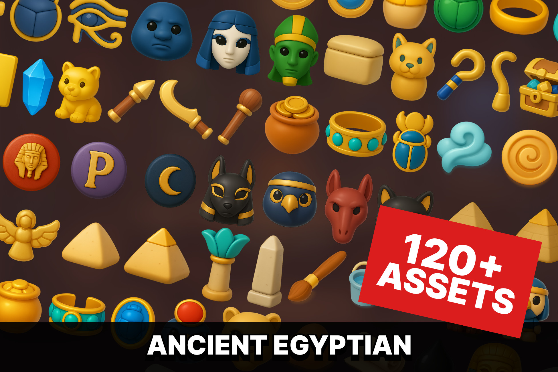 Ancient Egyptian Symbols Pack Golden Relics, Gods, Artifacts and Icons ...