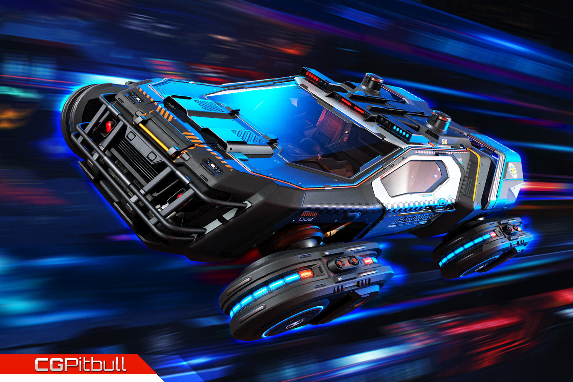 CYBERPUNK - Modular Flying Police Car | 3D Air | Unity Asset Store